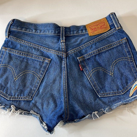 Levi's | Shorts | Levis Premium Denim 5 Blue Jean Shorts With Patches ...